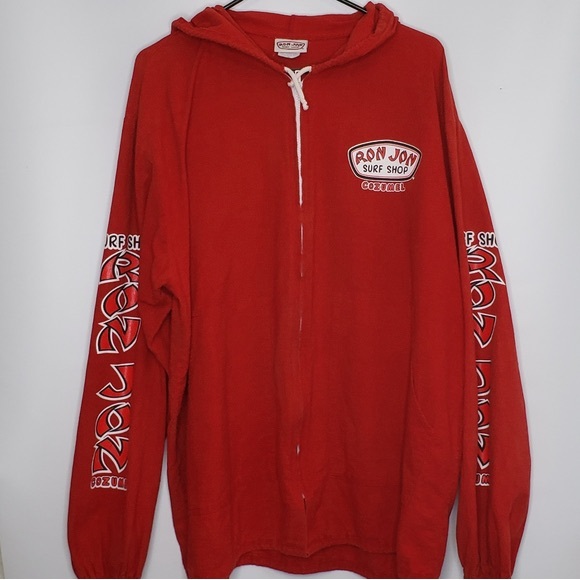 Ron Jon | Jackets & Coats | Vintage Ron Jon Surf Red Full Zip Hoodie ...